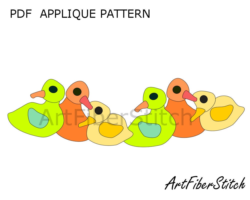 Ducklings PDF Applique Template Pattern Kids Sewing Instant - Etsy ...