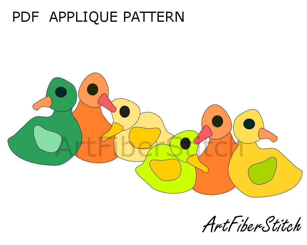 Ducklings PDF Applique Template Pattern Kids Sewing Instant - Etsy Australia