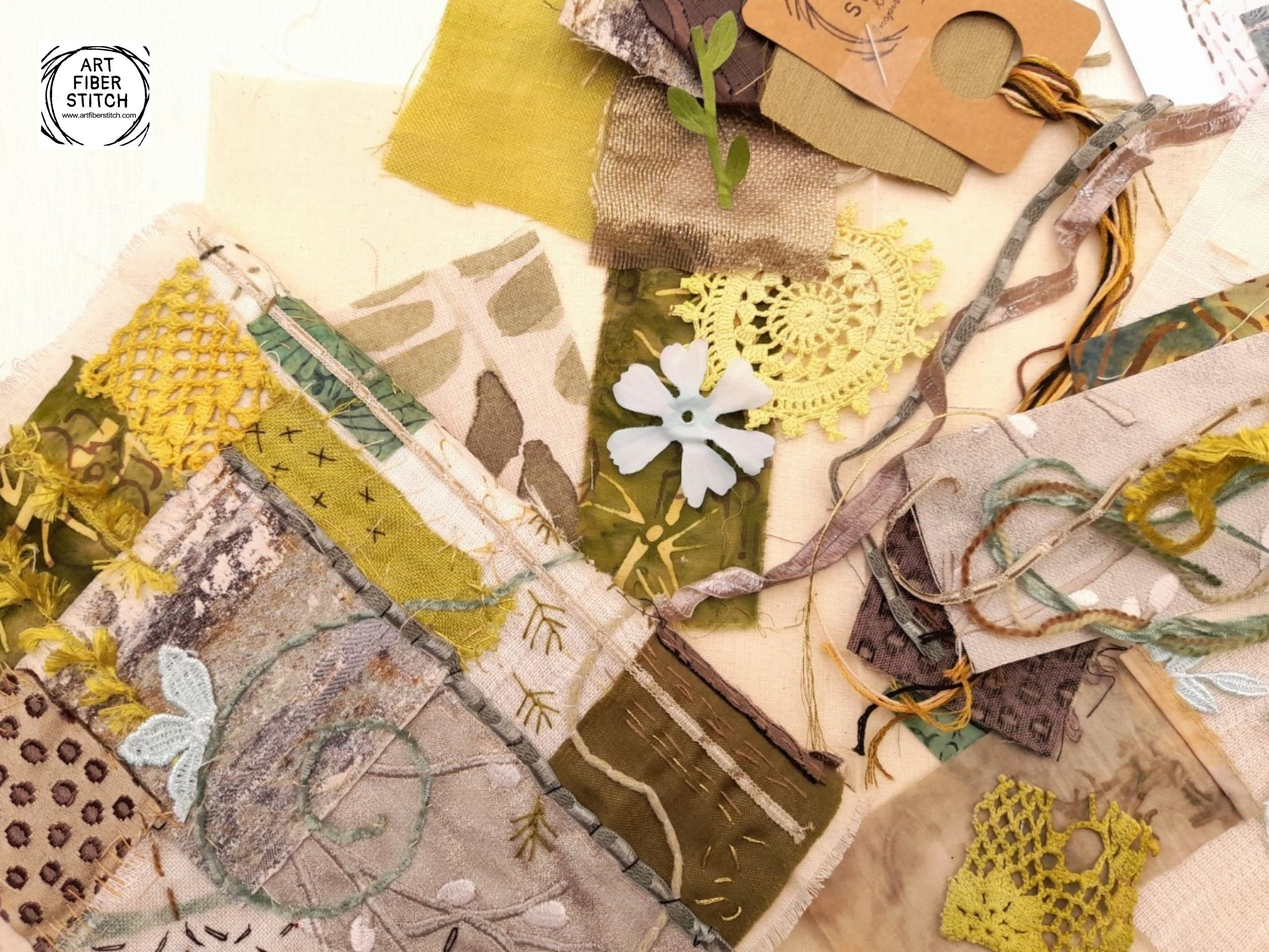 Fabric Collage Slow Stitching Kit: Textile Craft, Beginners Embroidery ...