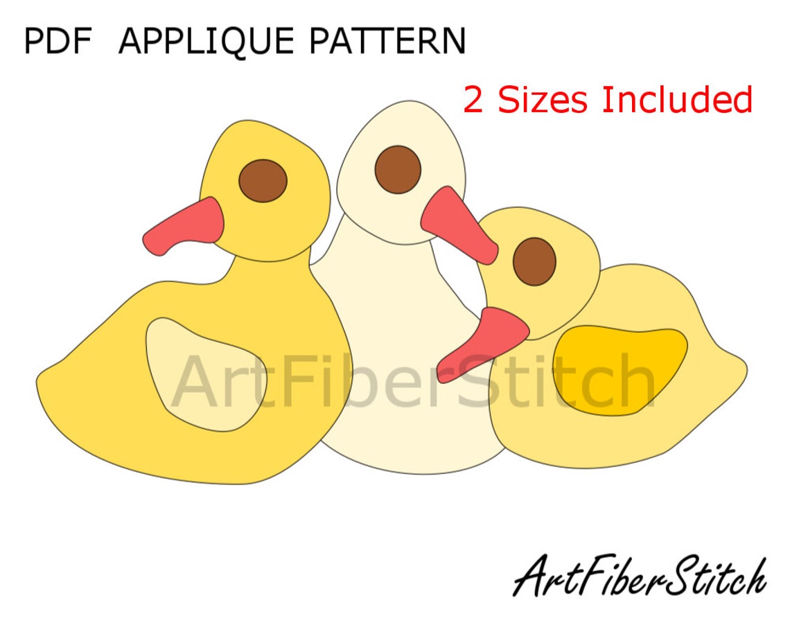 Ducklings PDF Applique Template Pattern Kids Sewing Instant - Etsy Australia