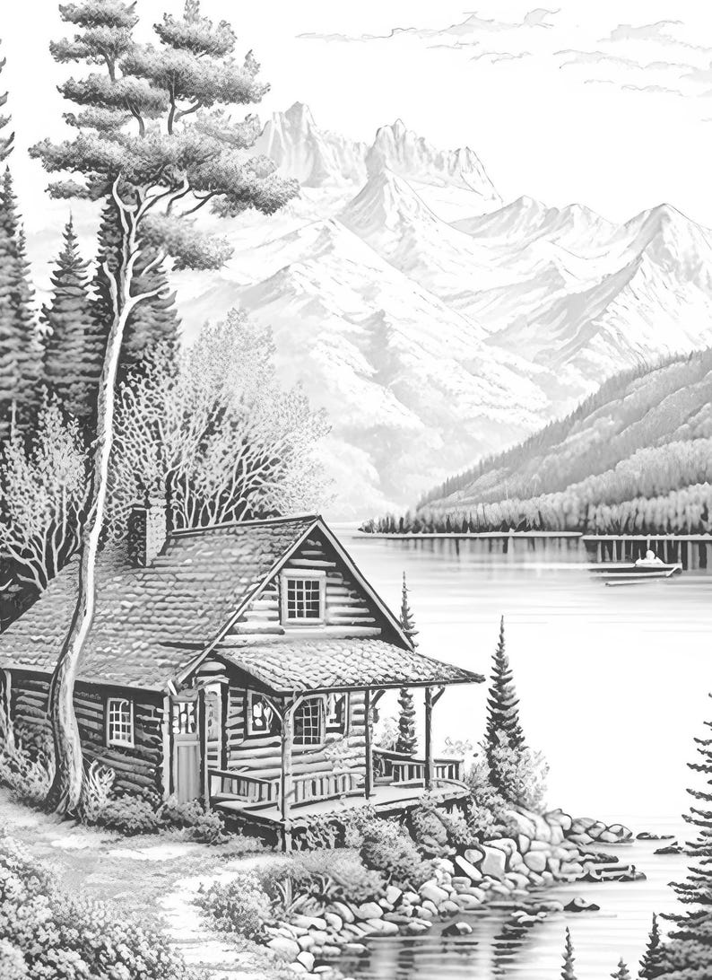 25 Lake House Coloring Pages for Children and Adults - Etsy