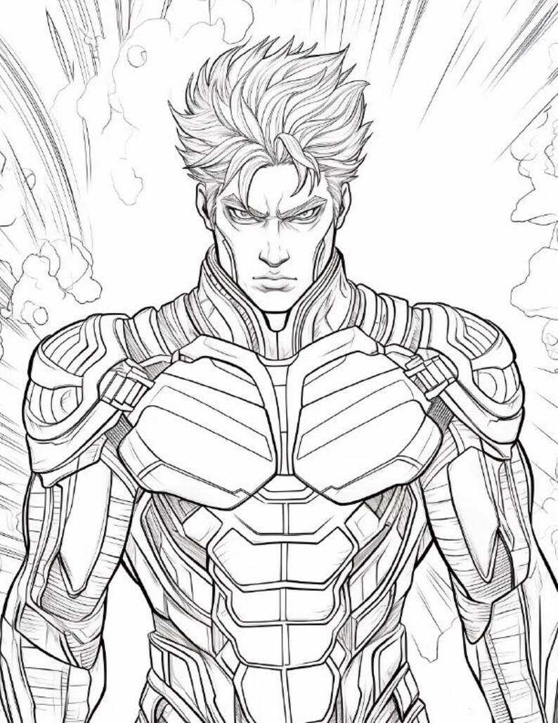 100 Anime Superhero Coloring Pages, Coloring Pages, Kids, Adults, PDF ...