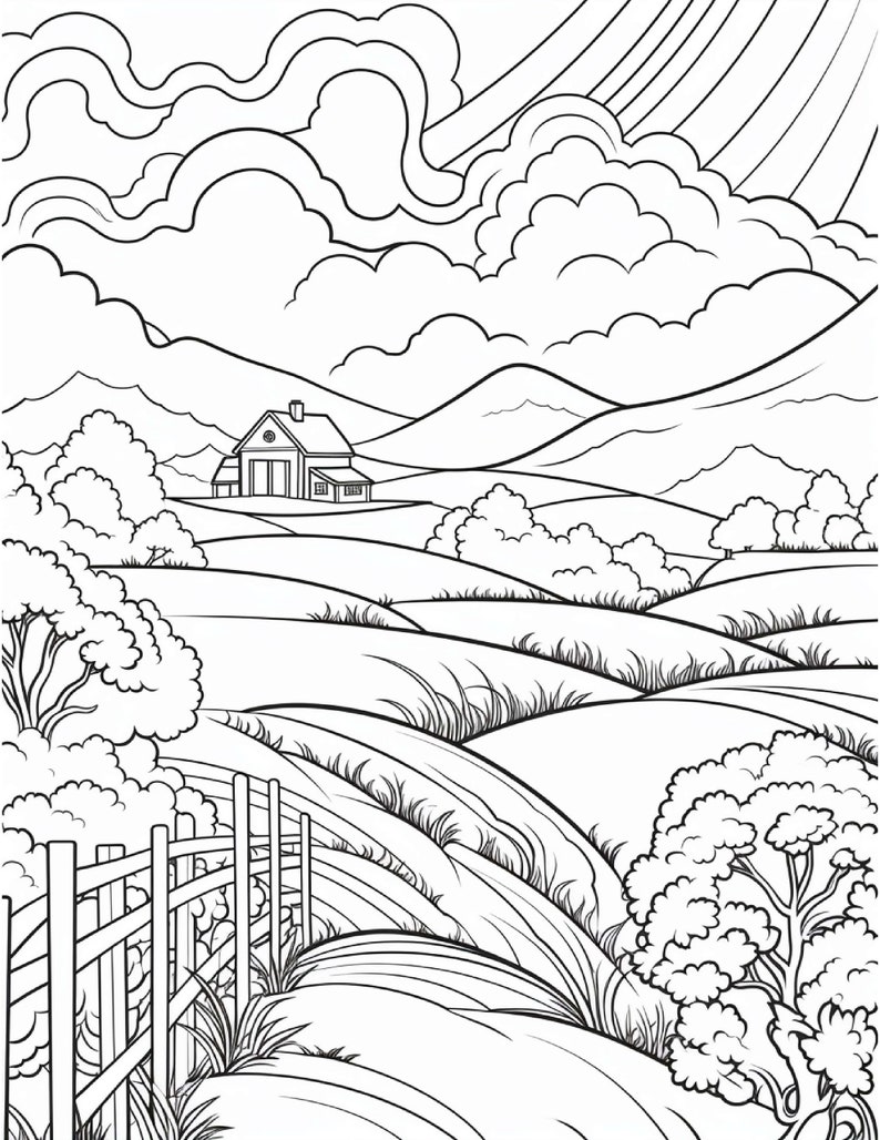 Relaxing Landscape Nature Coloring Book With MRR License - Etsy