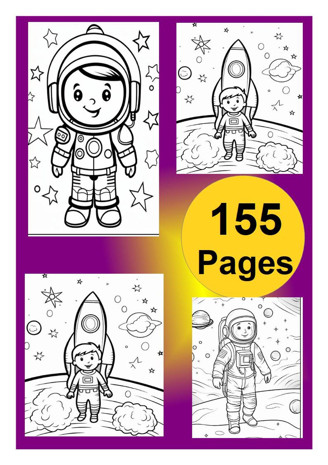 155 Pages Space Coloring Pages-adults Children Pdf,instant Download ...