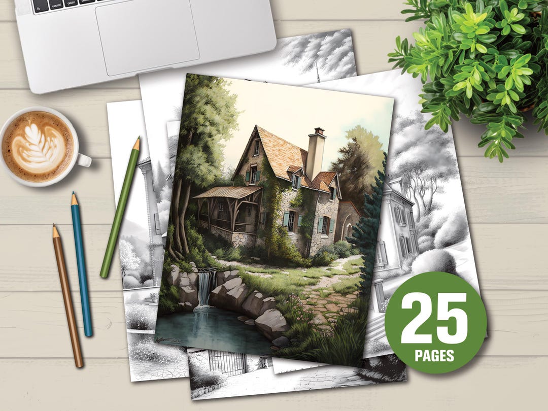25 French Country Houses Coloring Pages, Instant Download, Printable ...