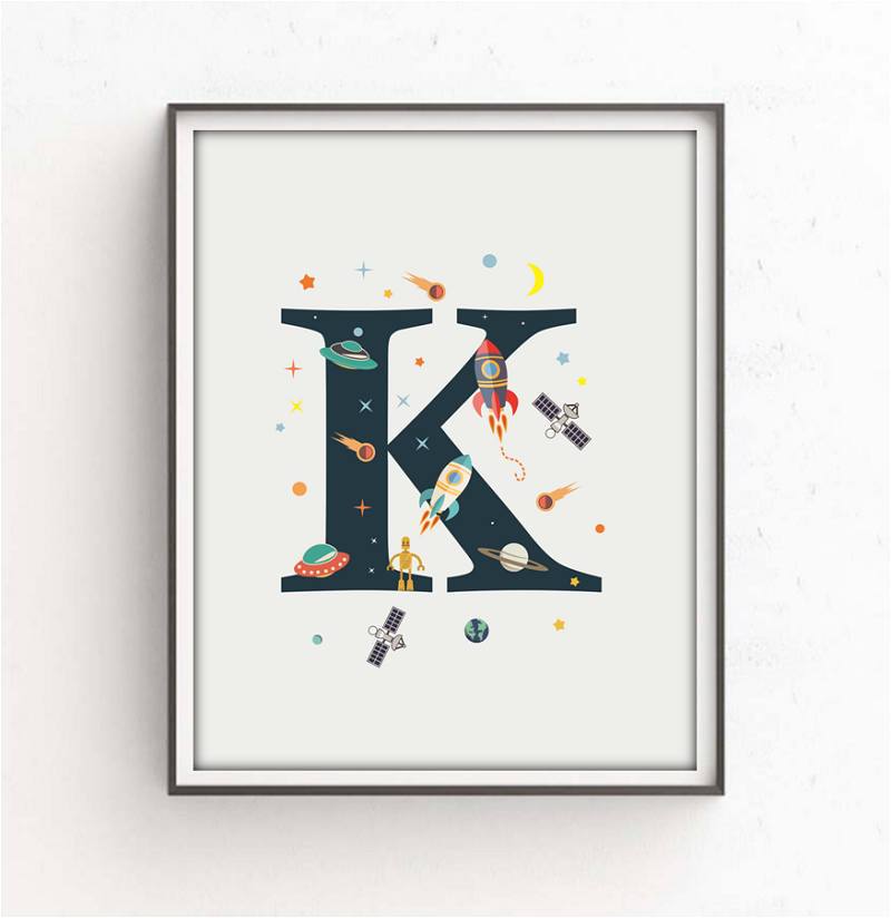 Lamina abecedario espacio poster espacio abecedario - Etsy España