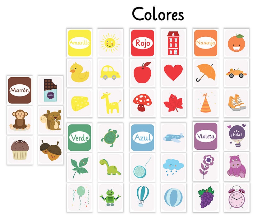 Tarjetas infantiles tarjetas imprimibles tarjetas colores | Etsy