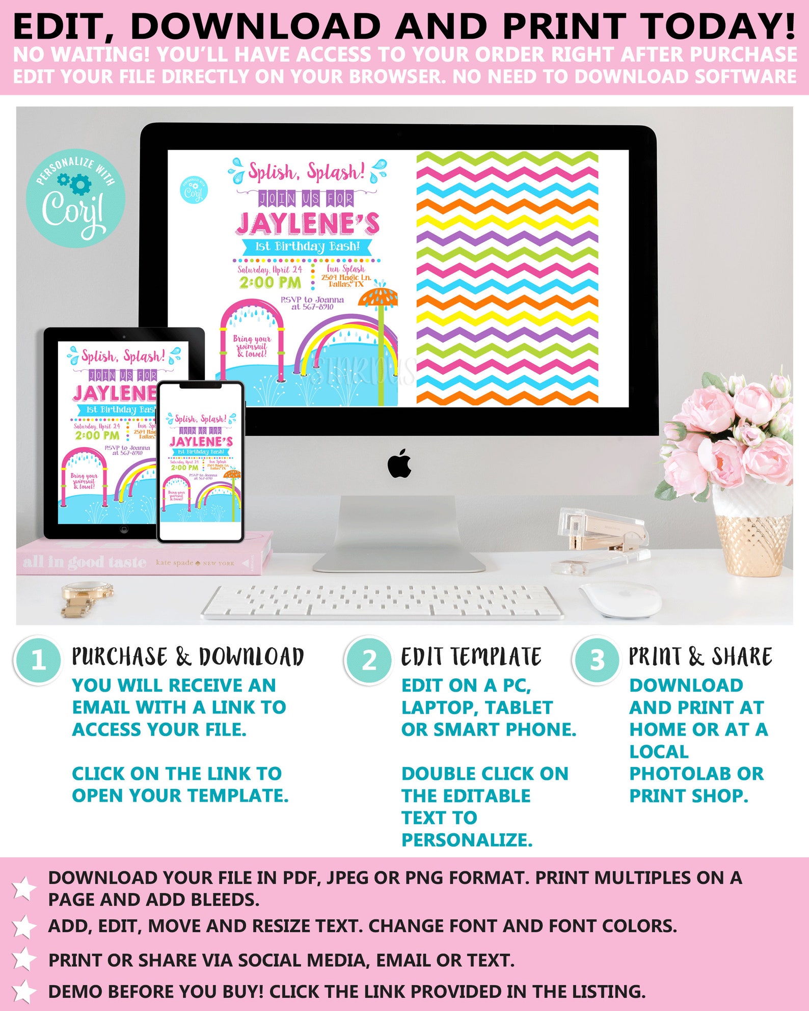 Splash Pad Birthday Invitation Splash Pad Invitation Splish | Etsy