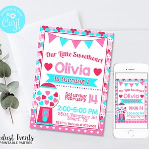 Editable Valentine Birthday Invitation, Editable Valentines Invitation ...