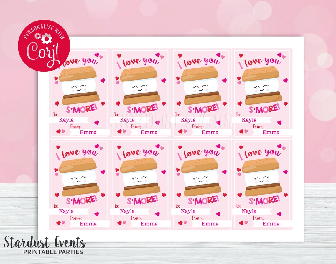 Editable S'mores Valentine Favor Tags, Valentine Gift Tag Tag ...