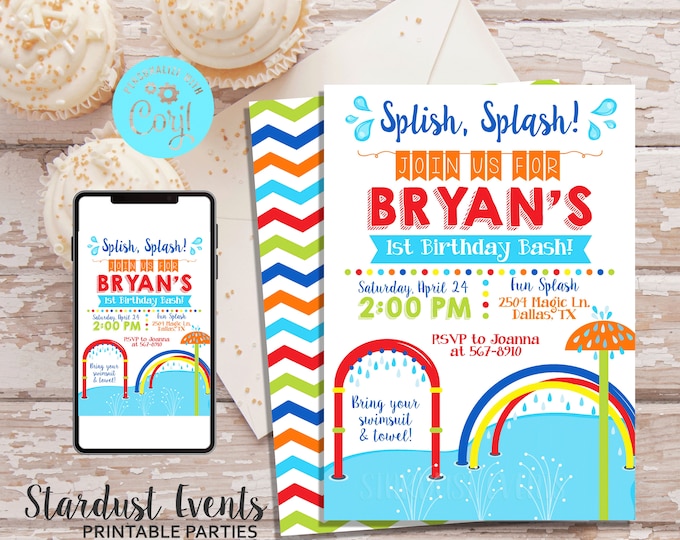 Editable Splash Pad Birthday Invitation, Splash Pad Invitation, Splish ...