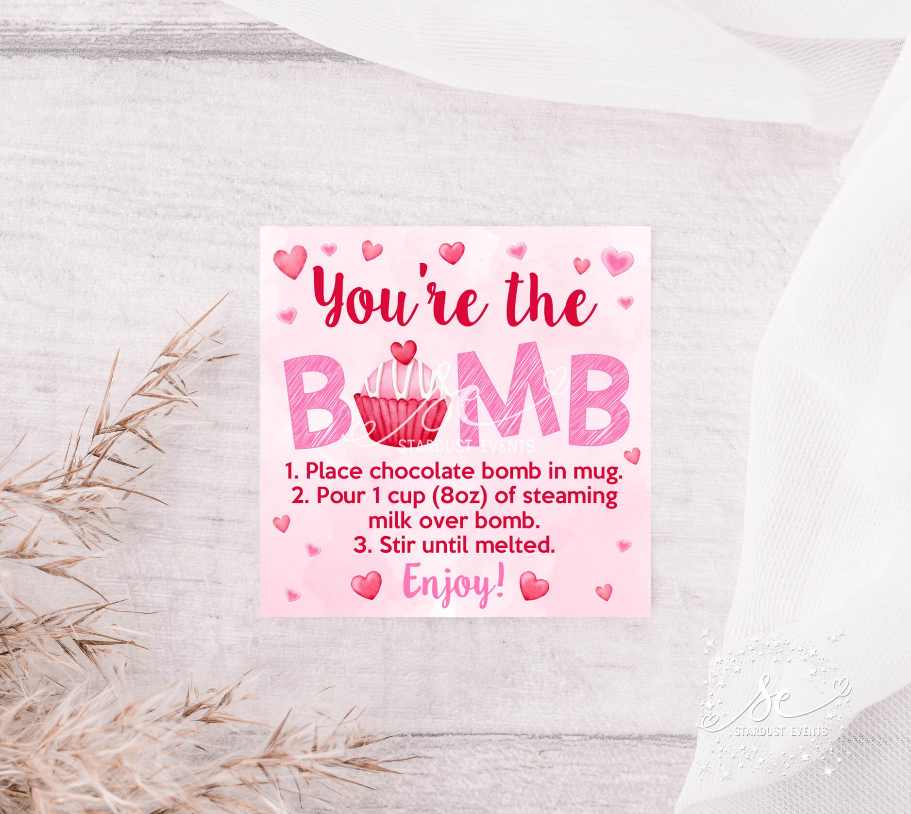 Editable Hot Chocolate Bomb Favor Tags, You're the Bomb Tag, Valentine ...