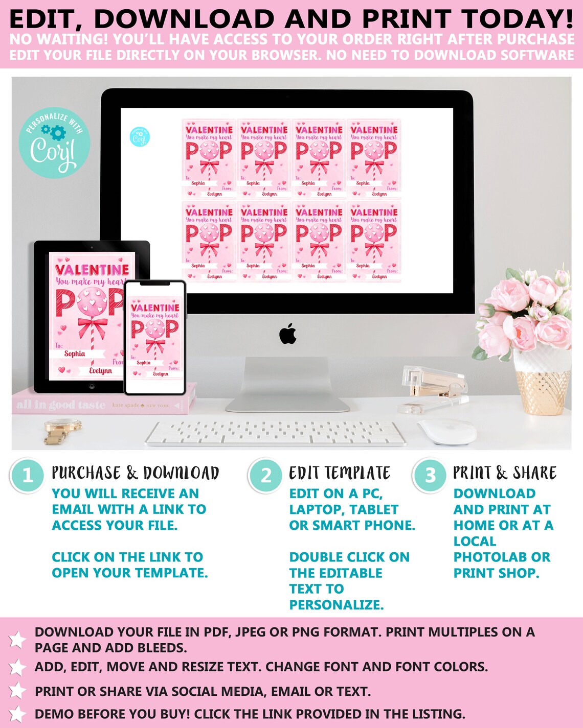 Editable Valentine Favor Tags Valentine Gift Tag Tag - Etsy