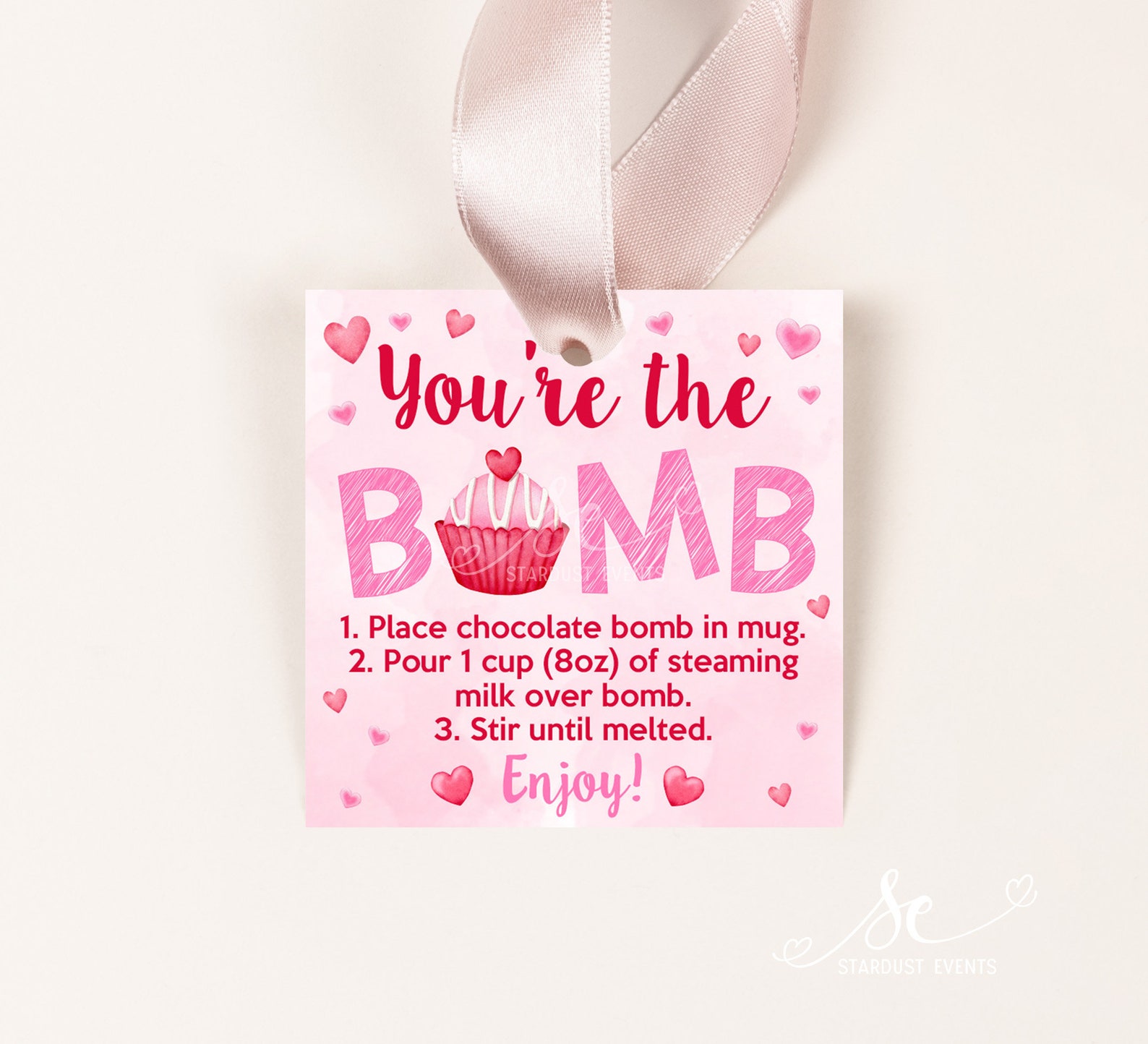 Editable Hot Chocolate Bomb Favor Tags, You're the Bomb Tag, Valentine ...