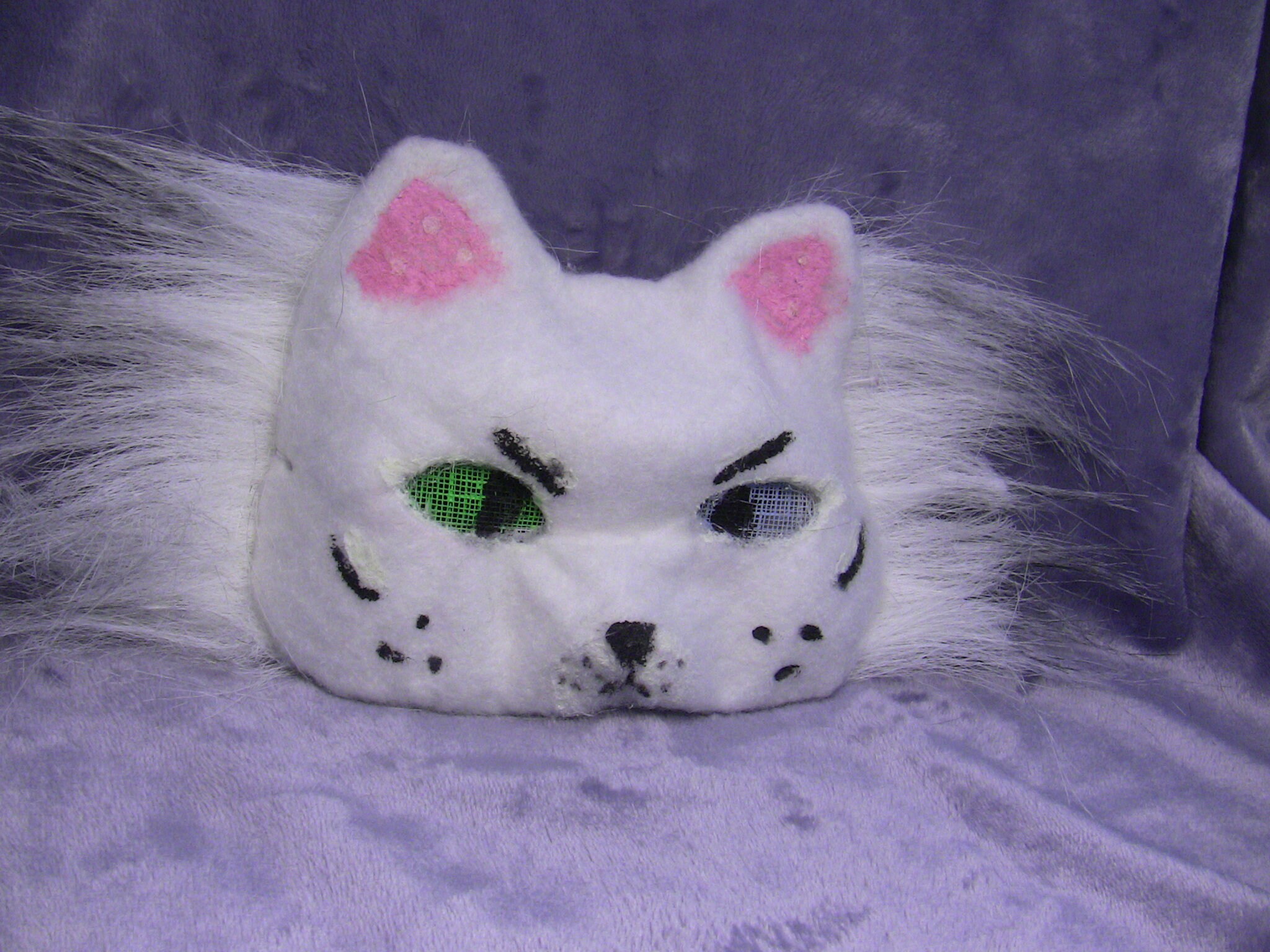 Glow in the Dark Mask Hand-made Felted Cat Therian Mask Cat Mask ...