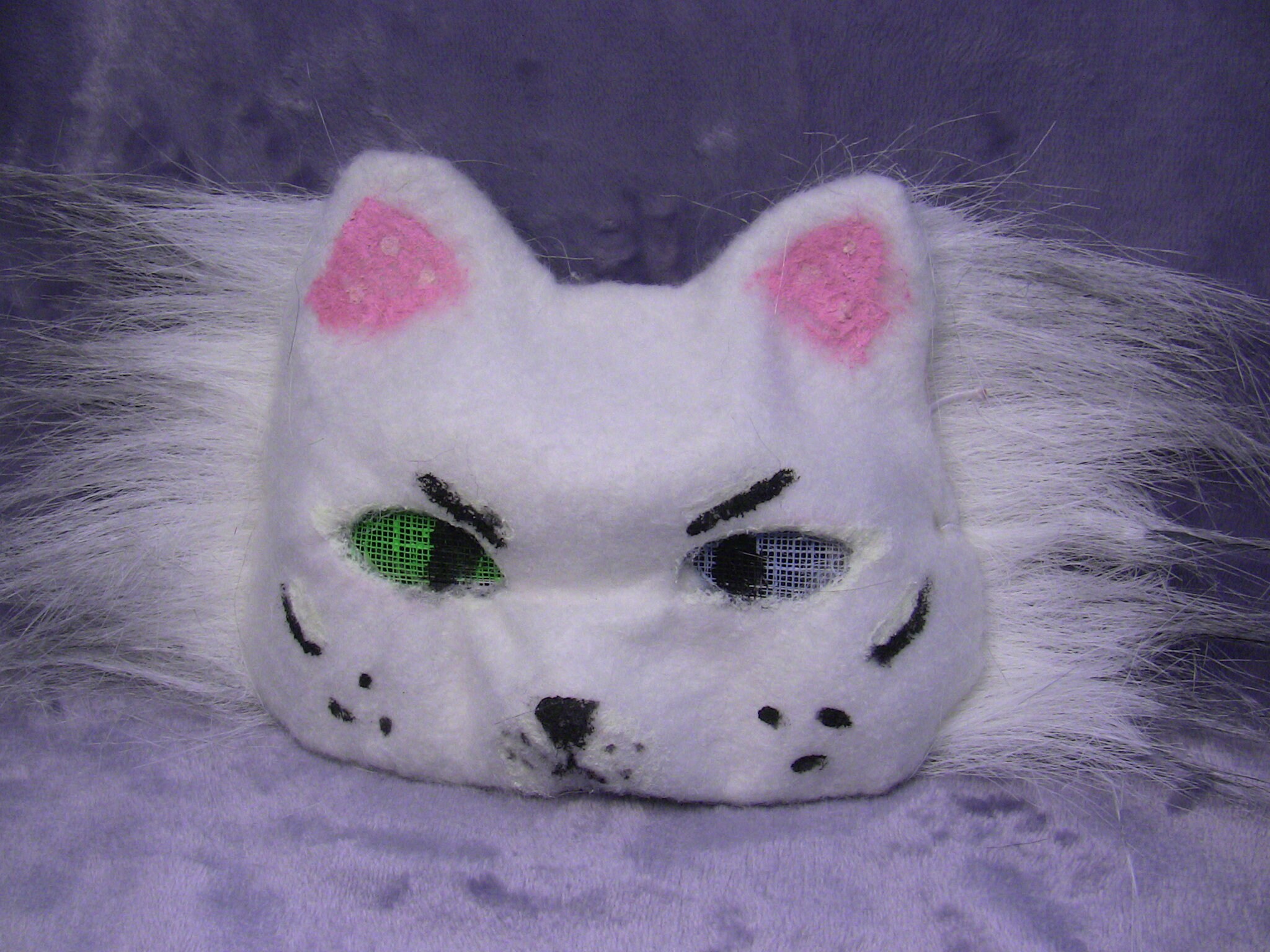 Glow in the Dark Mask Hand-made Felted Cat Therian Mask Cat Mask ...