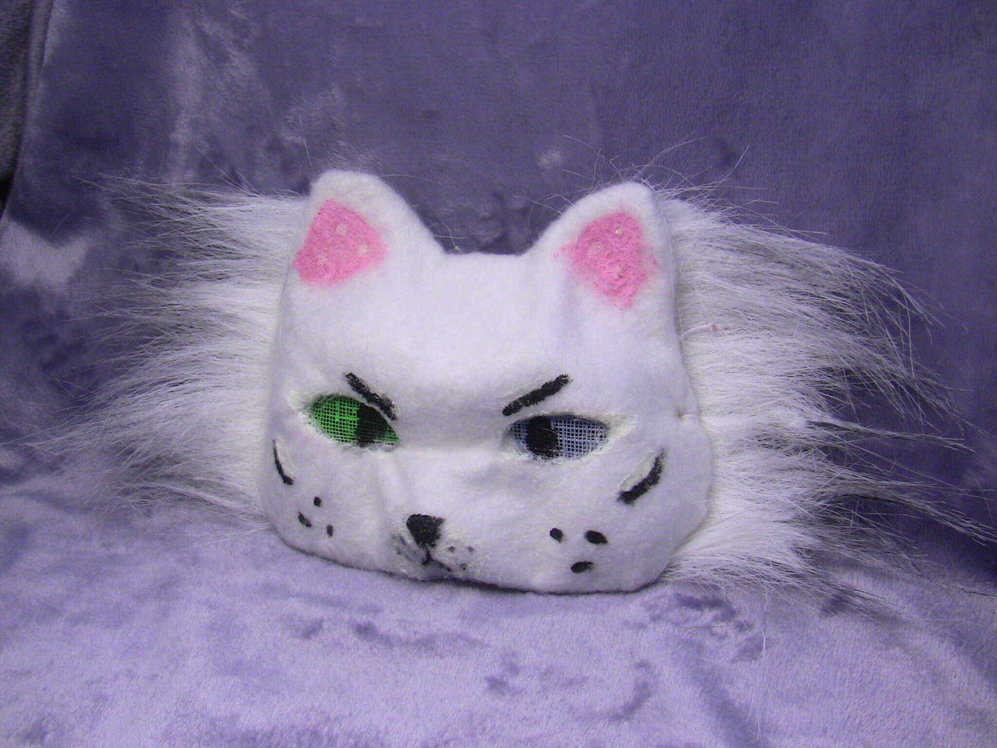 Glow in the Dark Mask Hand-made Felted Cat Therian Mask Cat Mask ...