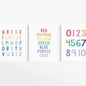 Alphabet Numbers and Colors Art Print, Instant Download, Nursery Wall ...