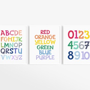 Alphabet Numbers and Colors Art Print Instant Download | Etsy