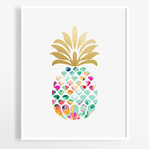 Pineapple Art Print Tropical Decor Botanical Print Kitchen - Etsy
