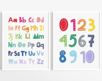 Alphabet and Numbers Prints Instant Download Nursery Art | Etsy