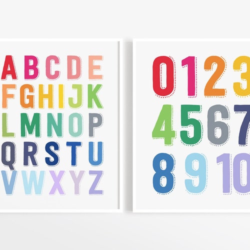 Alphabet Numbers and Colors Art Print Instant Download | Etsy