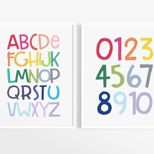 Alphabet and Numbers Art Print Instant Download Nursery Art | Etsy