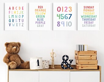 Alphabet Numbers Colors Days Art Print Instant Download | Etsy