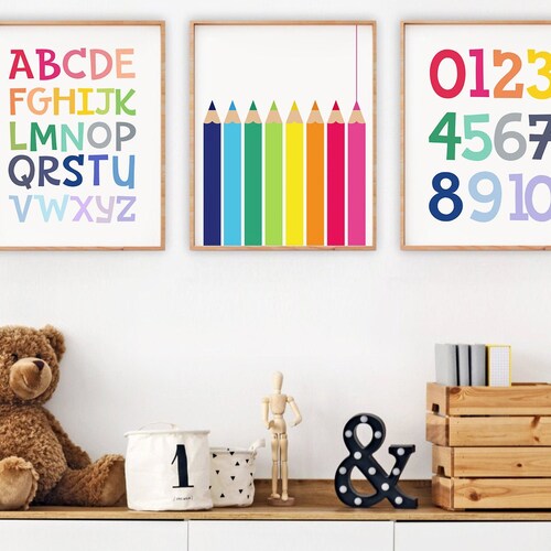 Alphabet Numbers and Colors Art Print Instant Download | Etsy