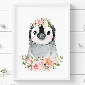 Watercolor Penguin, Arctic Animals Print, Nursery Wall Art, Penguin ...