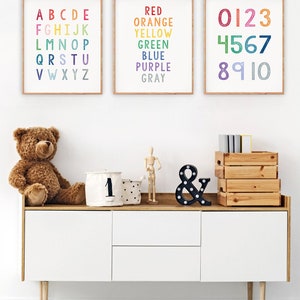 Alphabet Numbers and Colors Art Print Instant Download | Etsy