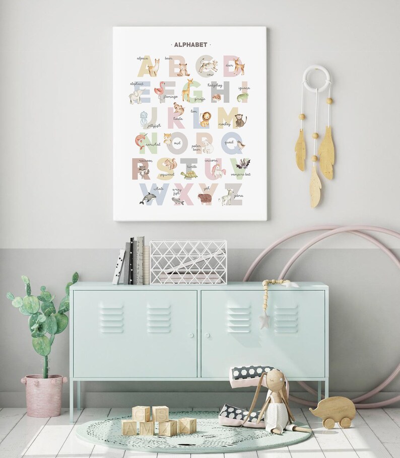 Animal Alphabet Print Alphabet and Numbers Poster Instant - Etsy