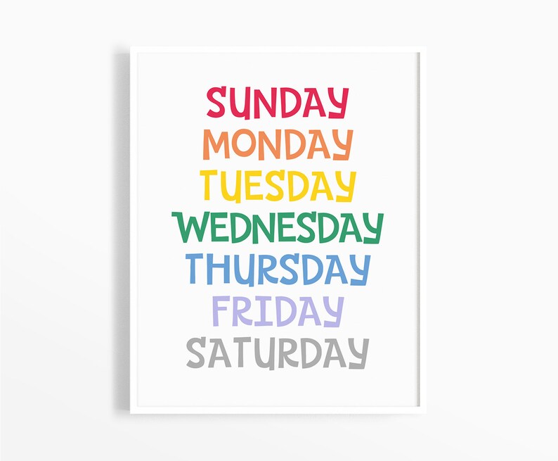Alphabet Numbers Colors Days Art Print Instant Download - Etsy
