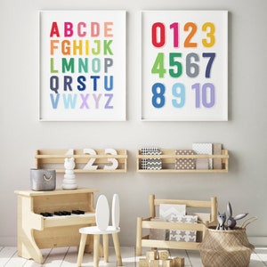 Alphabet Numbers Colors Days Art Print, Instant Download, Nursery Art ...