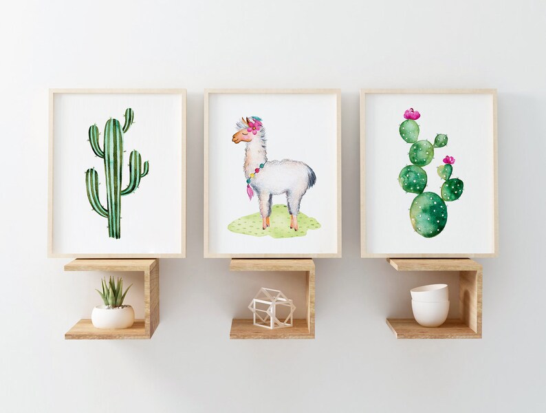 Cactus And Llama Art Print Cactus Wall Art Llama Art Print | Etsy