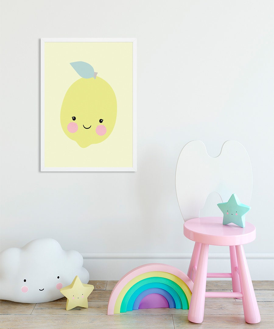 Lemon Art Print Baby Girl Nursery Nursery Wall Art Fruit | Etsy
