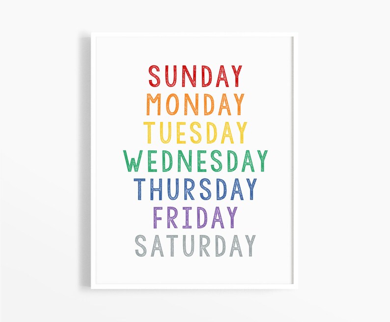 Alphabet Numbers Colors Days Art Print Instant Download - Etsy