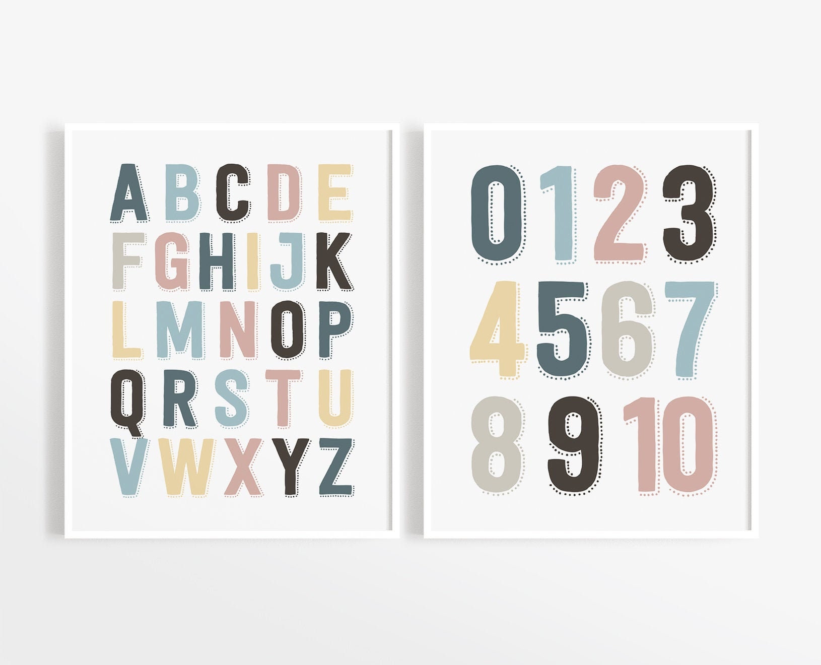 Alphabet and Numbers Art Print Instant Download Nursery Art | Etsy
