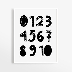Alphabet and Numbers Art Print, ABC Print, Homeschool Prints, Black and ...