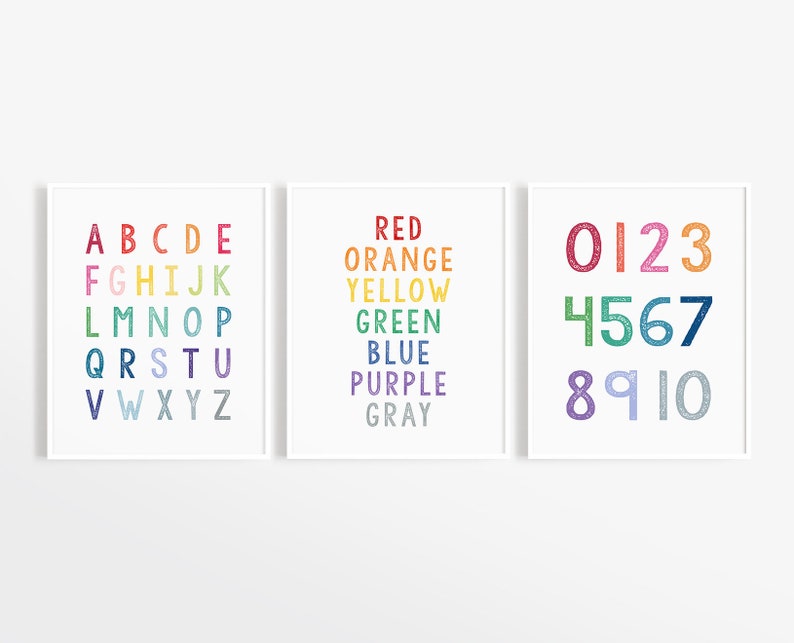 Alphabet Numbers And Colors Art Print Instant Download | Etsy
