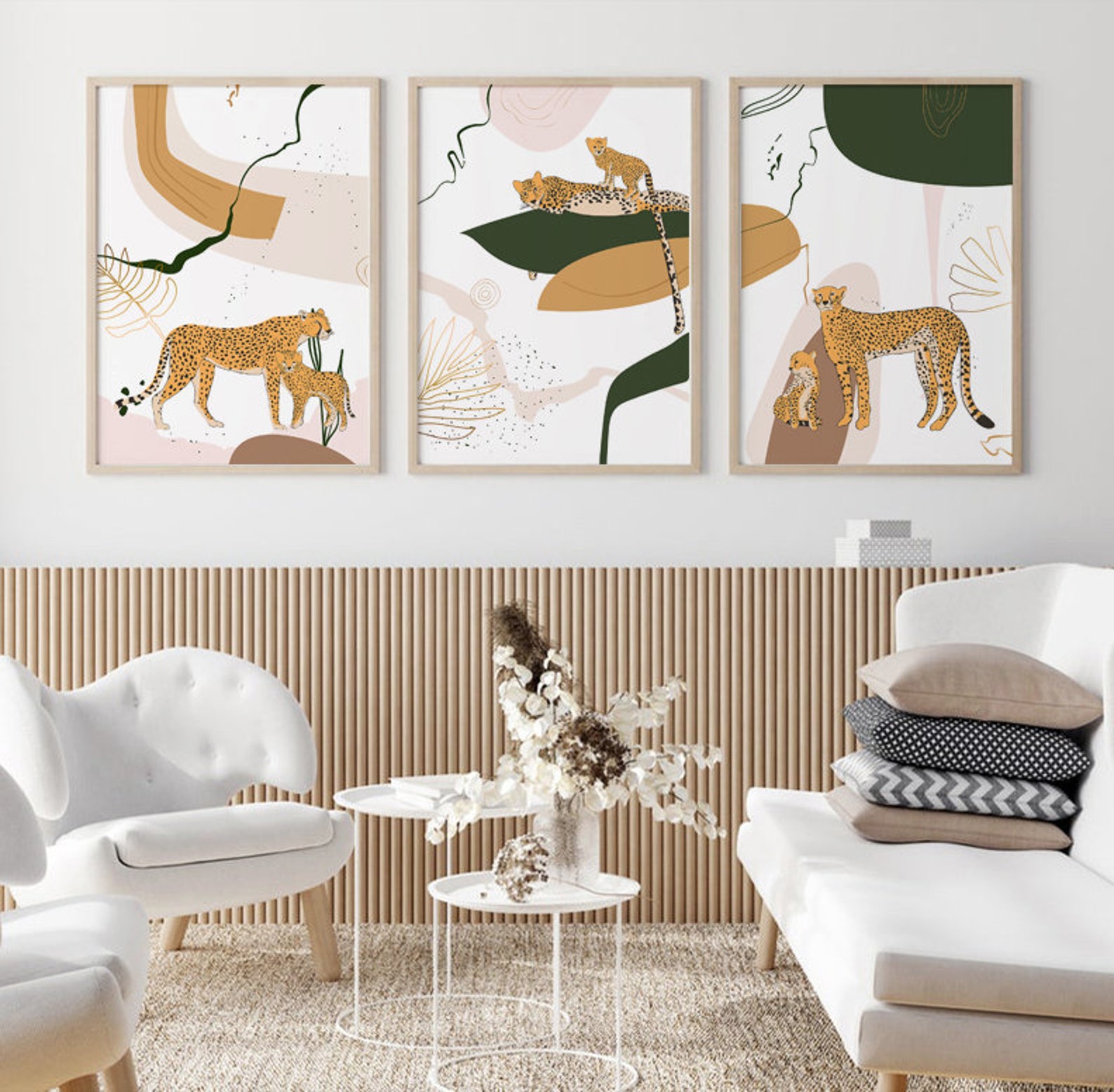 Boho Cheetah Print Jungle Cats Art Print Botanical Wall Art - Etsy