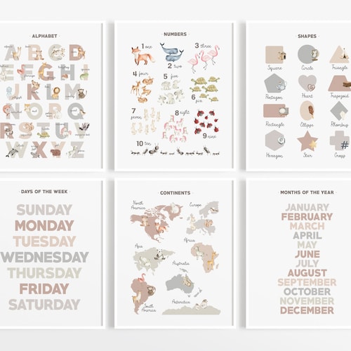 Homeschool Printables Animal Alphabet Print Bohemian Earthy | Etsy