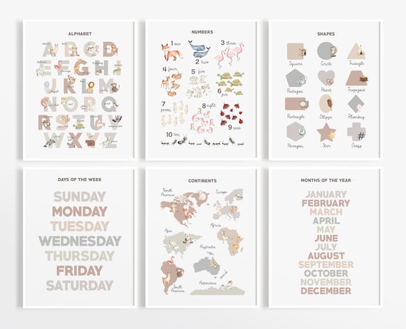 Homeschool Printables Animal Alphabet Print Bohemian Earthy | Etsy