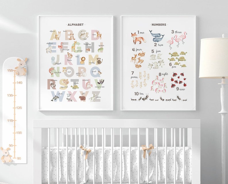 Animal Alphabet Print, Alphabet and Numbers Poster, Instant Download ...