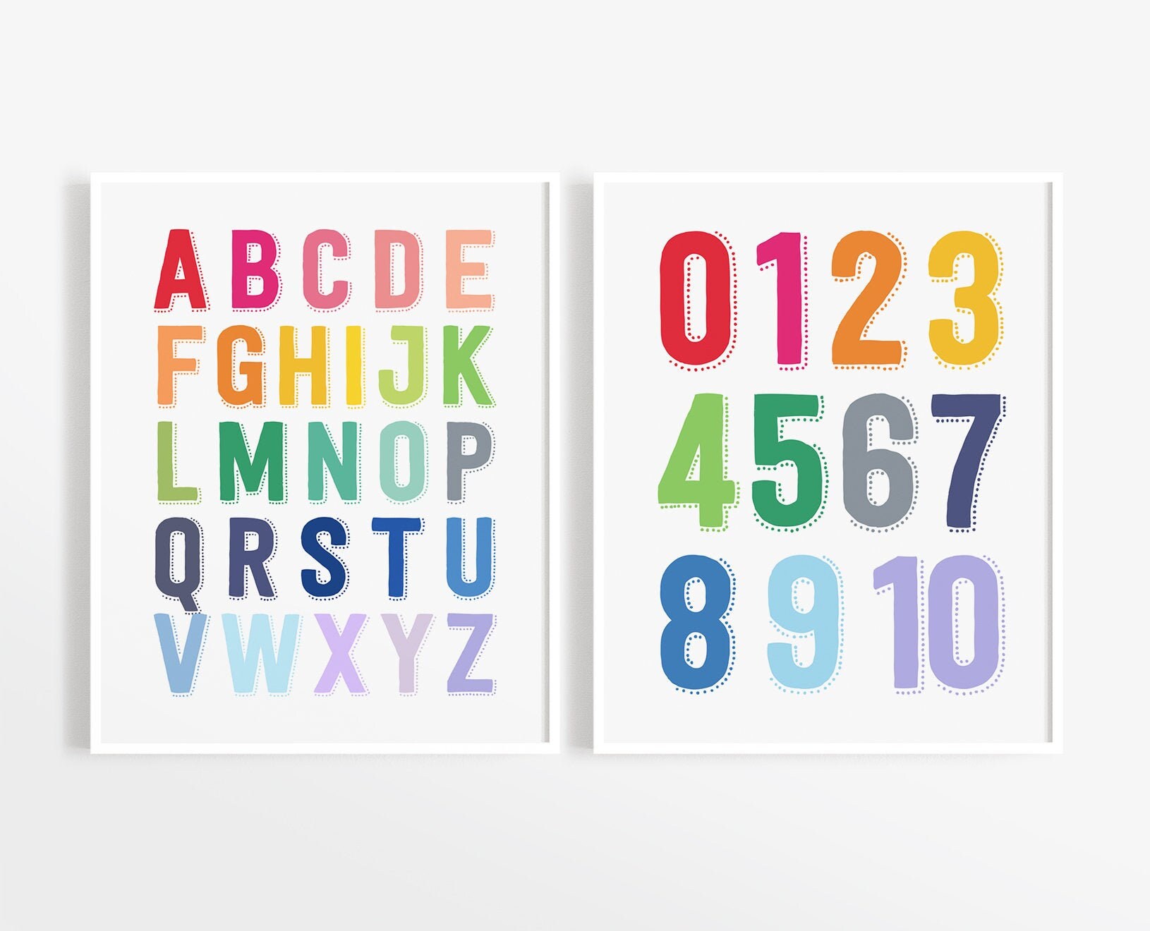 Alphabet and Numbers Art Print Instant Download Nursery Art | Etsy