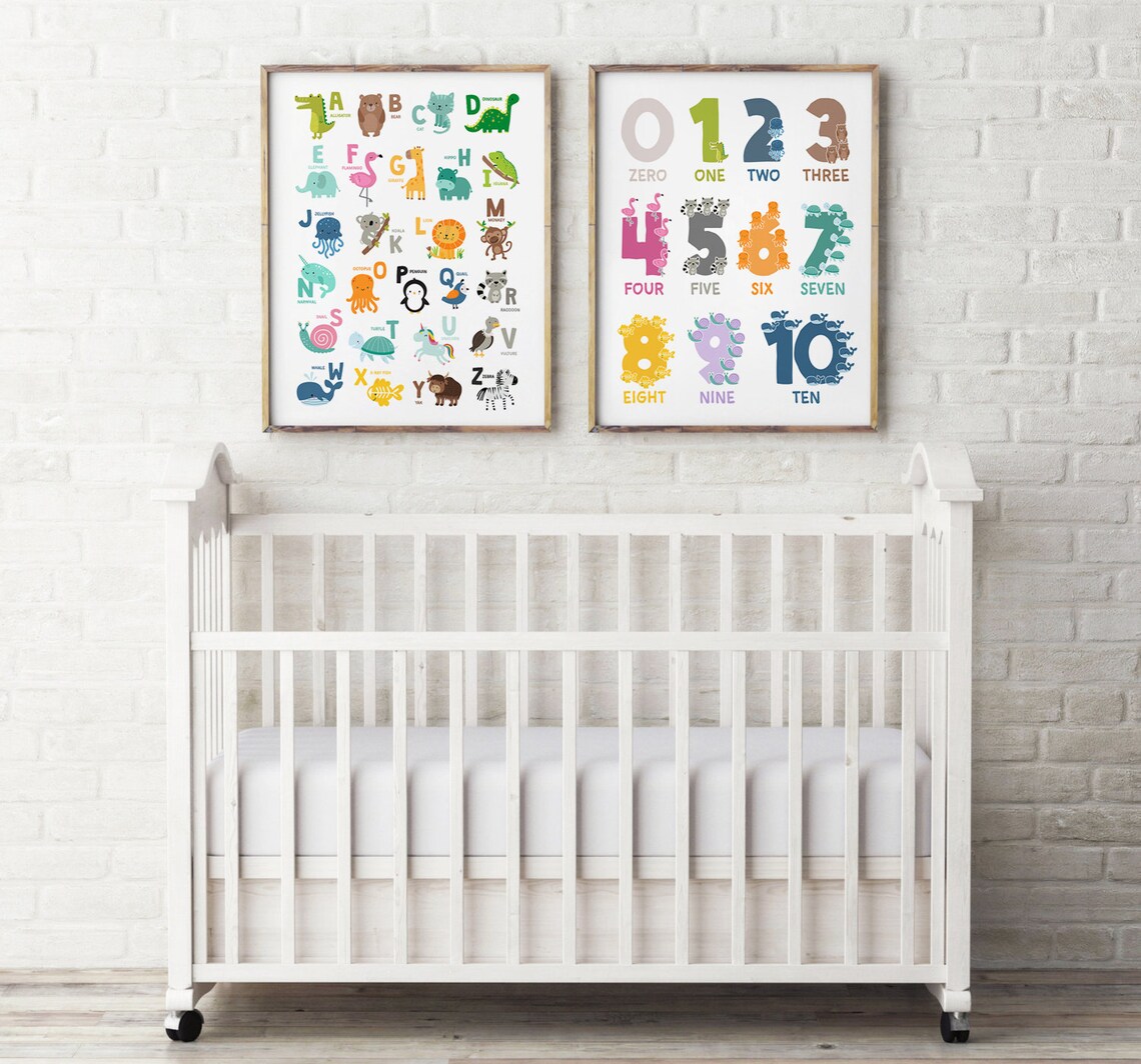 Animal Alphabet Print Alphabet and Numbers Poster Instant | Etsy