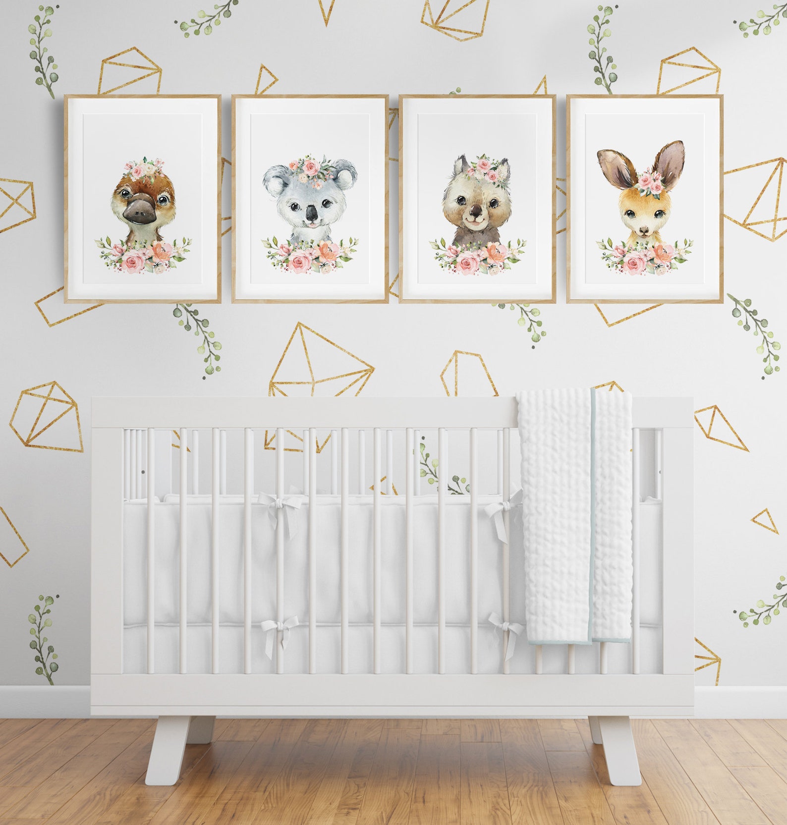 Australian Animals Nursery Wall Art Floral Nursery Decor | Etsy