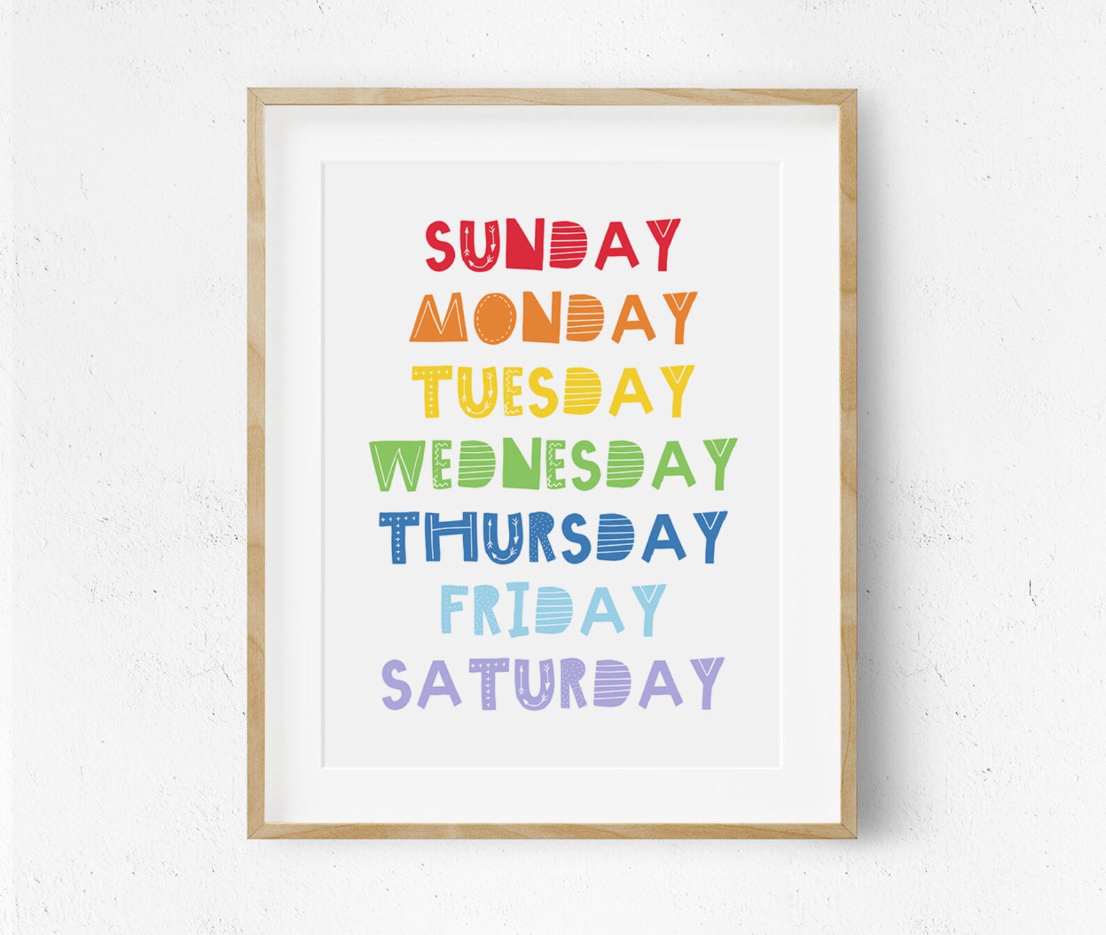 Alphabet Numbers Colors Days Shapes Art Print Instant - Etsy