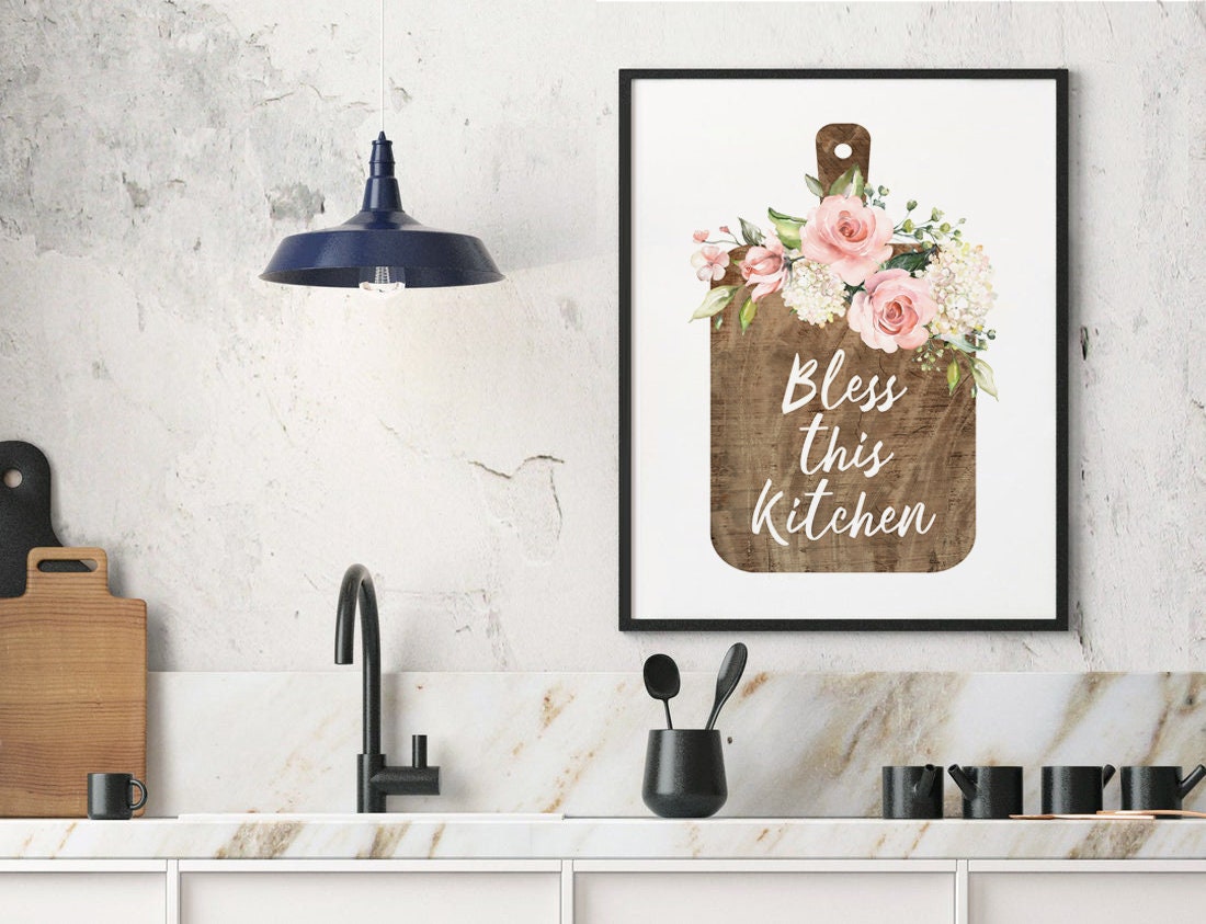 Bless This Kitchen Art Print Housewarming Gift Kitchen | Etsy