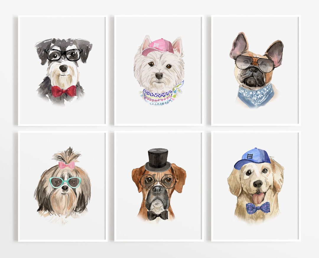 Puppy Dog Prints: Set of 6 Animal Nursery Wall Art (digital Download ...